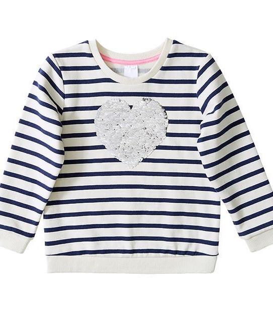 Sequin Heart Stripe Sweat | Target Australia
