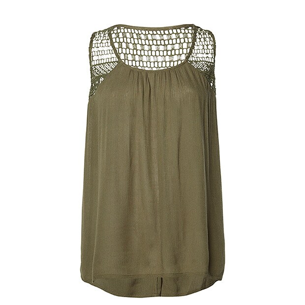 Crochet Detail Tank - Khaki | Target Australia