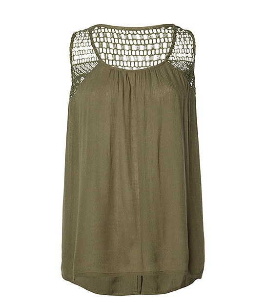 Crochet Detail Tank - Khaki | Target Australia