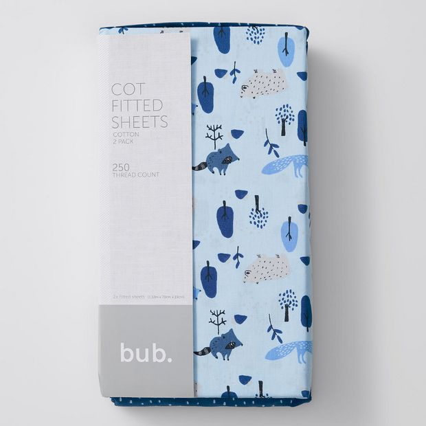 2 Pack Fitted Cot Sheets