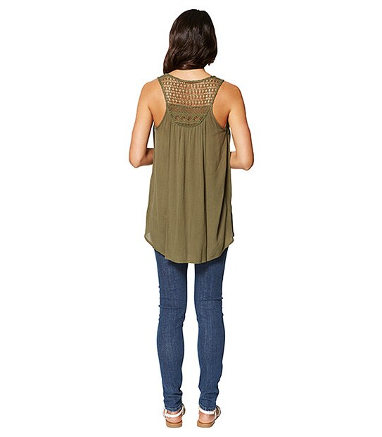 Crochet Detail Tank - Khaki | Target Australia