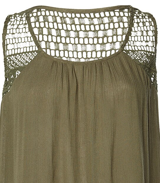 Crochet Detail Tank - Khaki | Target Australia