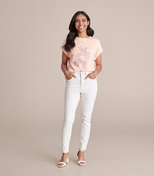 Dannii Minogue Petites Grown On Sleeve Neck Rib T-Shirt | Target Australia