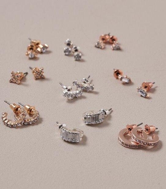 9 Pack Mixed Diamante Stud Earrings | Target Australia