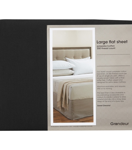 Grandeur Large Flat Sheet - Black | Target Australia