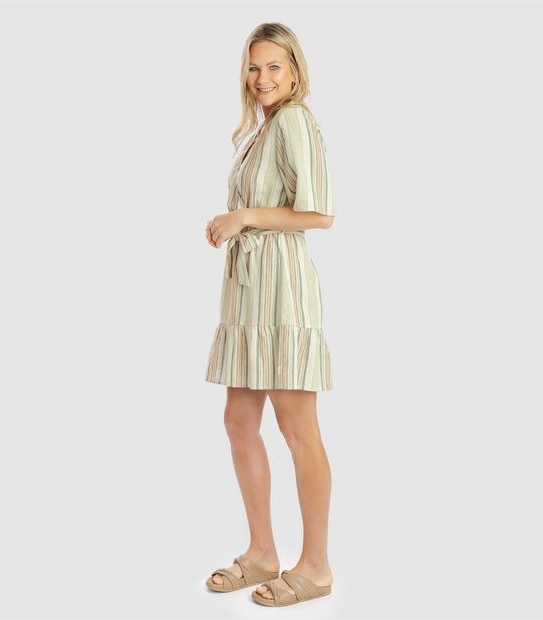 Piping Hot Linen Blend Wrap Mini Dress | Target Australia