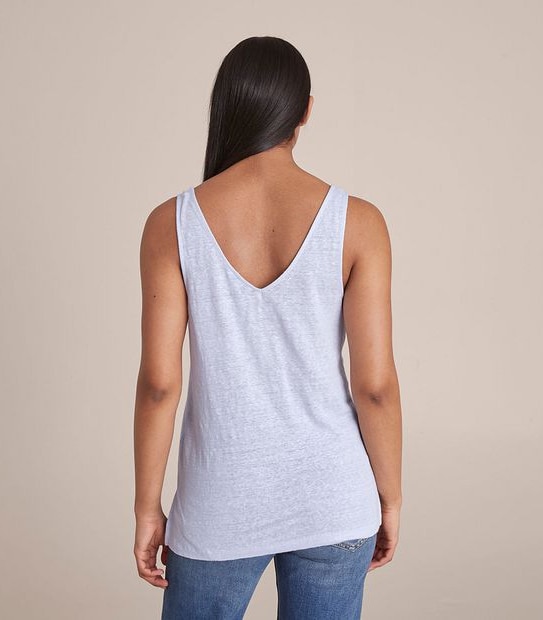 Linen Blend Double V-Tank Top | Target Australia