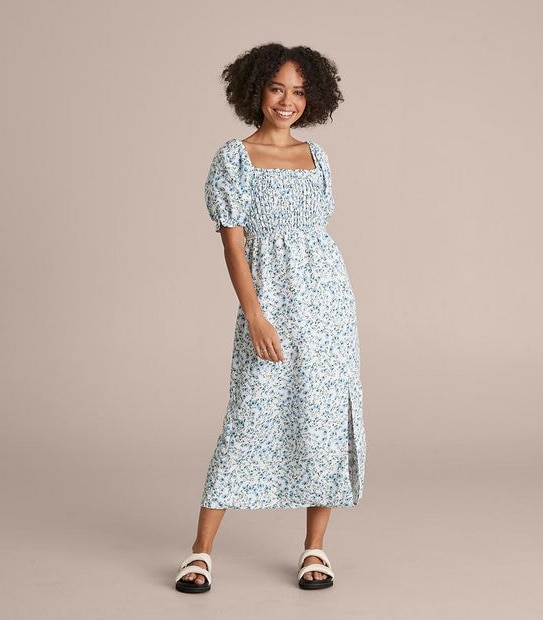 Lily Loves Puff Sleeve Shirred Bodice Midi Dress Target Australia