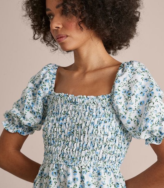 Lily Loves Puff Sleeve Shirred Bodice Midi Dress Target Australia