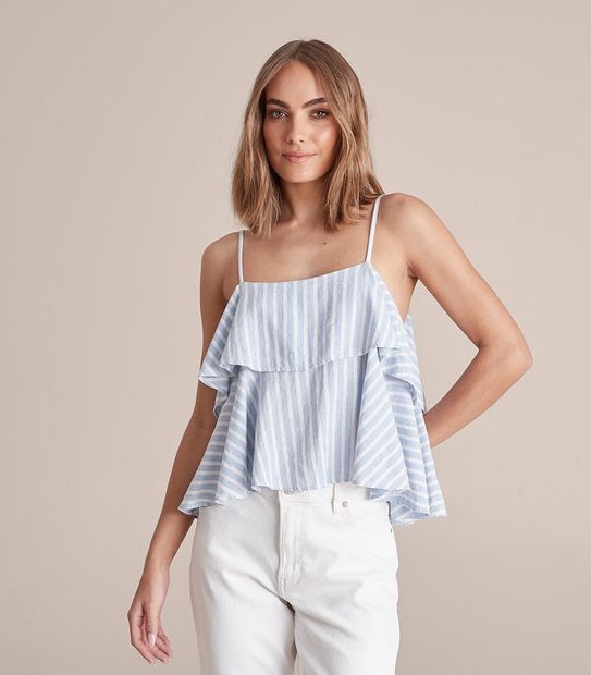 Linen Blend Double Layer Cami | Target Australia