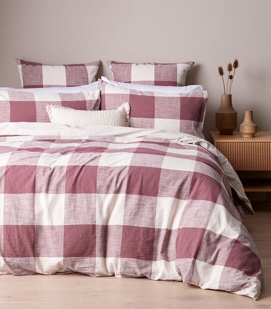 Gia Check Quilt Cover Set - Queen Bed | Target Australia