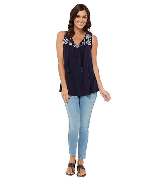Embroidered Tank - Peacoat | Target Australia