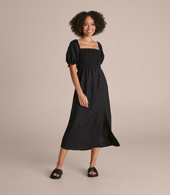Lily Loves Puff Sleeve Shirred Bodice Midi Dress Target Australia