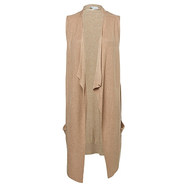 Drape Front Knit Vest - Camel | Target Australia