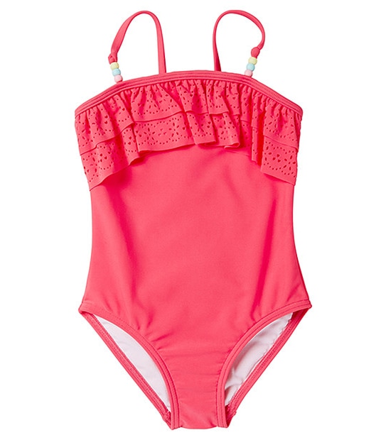 Girls' 1 Piece Lasercut Frill Bathers | Target Australia