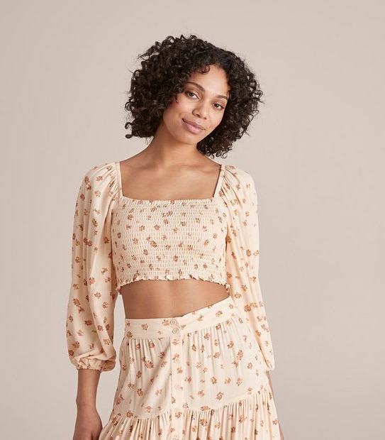 Lily Loves Puff Sleeve Shirred Bodice Blouse Target Australia