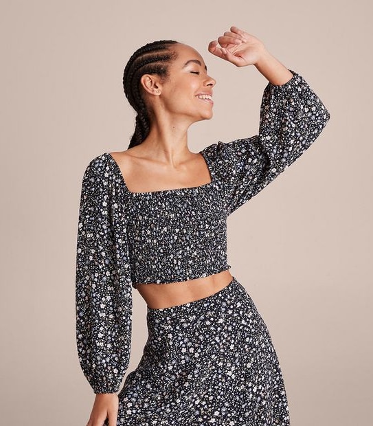 Lily Loves Puff Sleeve Shirred Bodice Blouse Target Australia