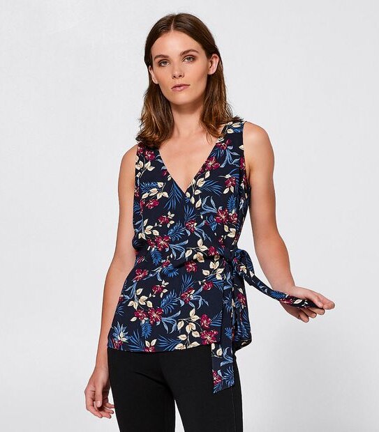 Preview Wrap Front Shell Top - Linear Floral | Target Australia