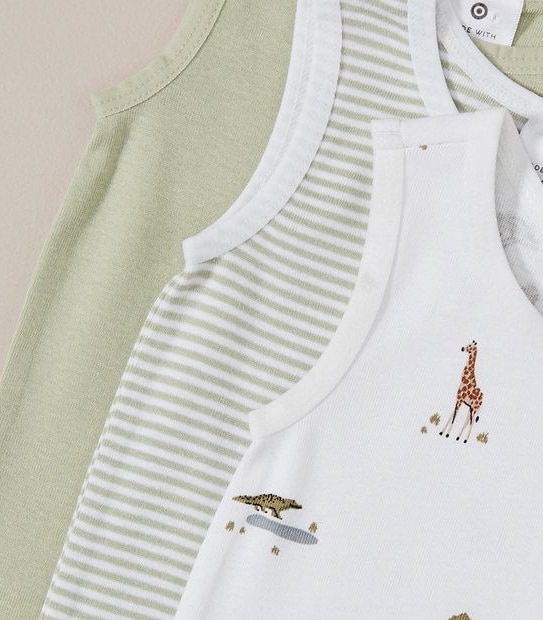 3 Pack Baby Organic Cotton Vests | Target Australia
