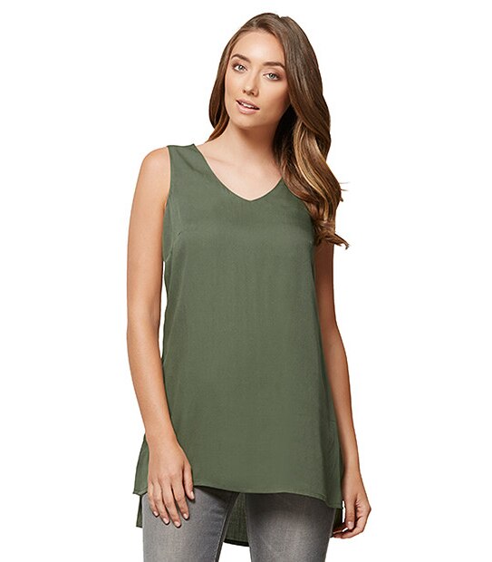 Side Split Tunic - Khaki | Target Australia