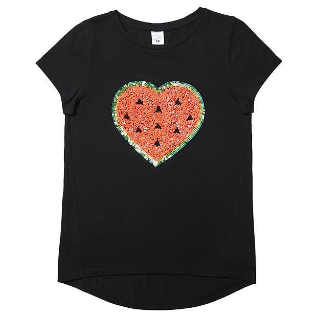 Short Sleeve Sequin Watermelon Heart T-Shirt | Target Australia