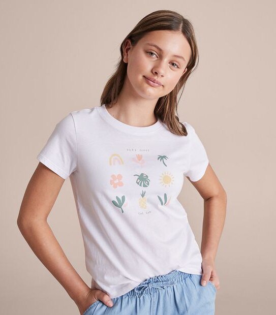 SN247623_17 SS GRAPHIC TABLE TEE WHITE | Target Australia