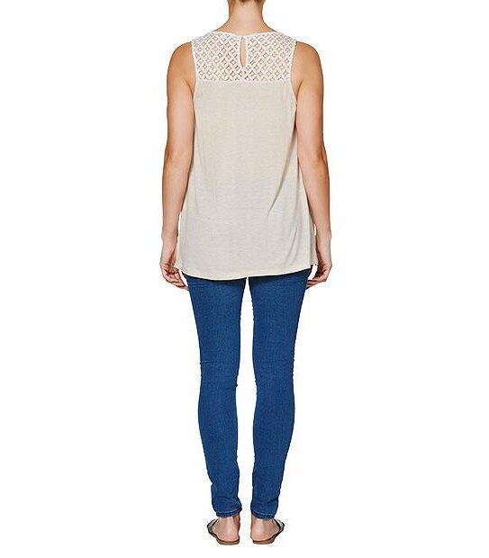 Lace Trim Linen Blend Tank Top | Target Australia