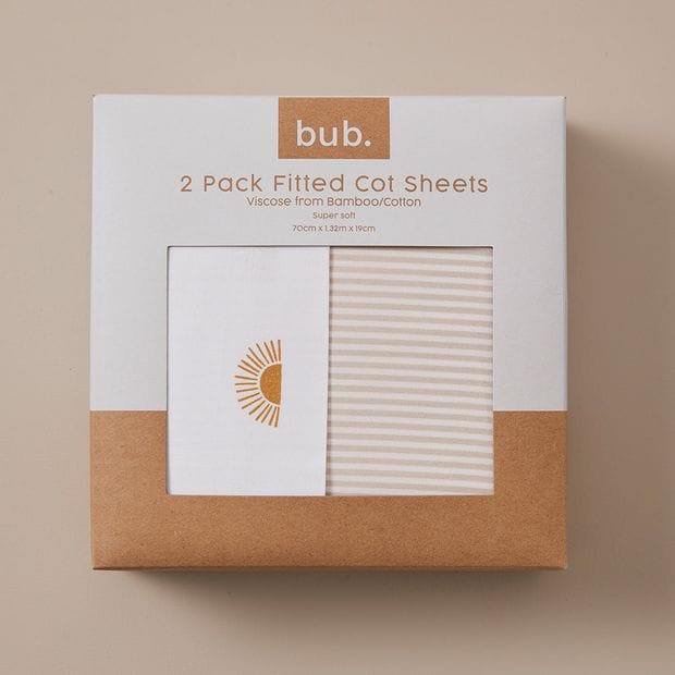 bub. 2 Pack Fitted Bamboo Cot Sheets