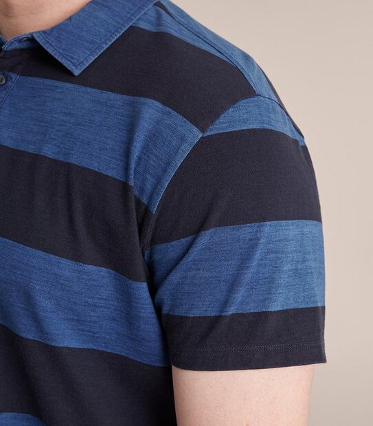 Man Plus Indigo Dyed Block Stripe Polo Shirt | Target Australia