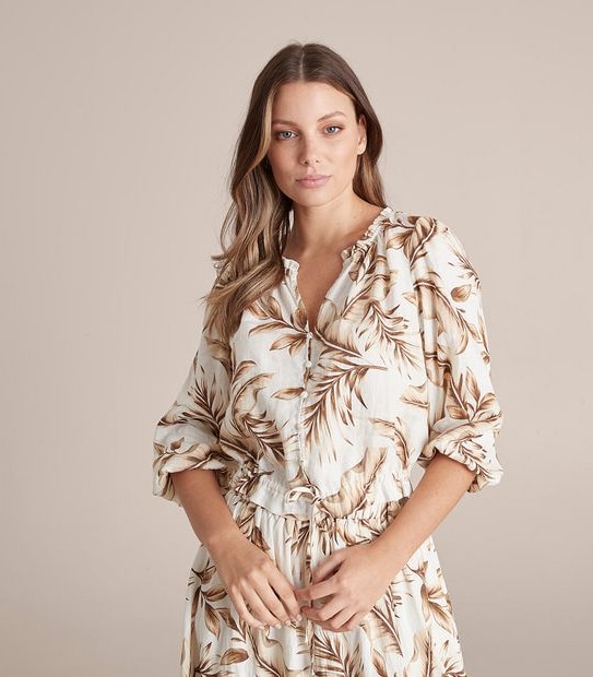 Preview European Linen Crop Gathered Hem Top | Target Australia