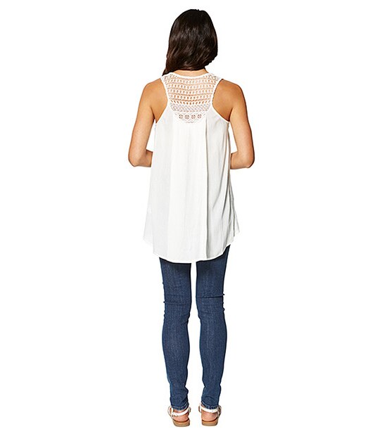 Crochet Detail Tank - Egret | Target Australia