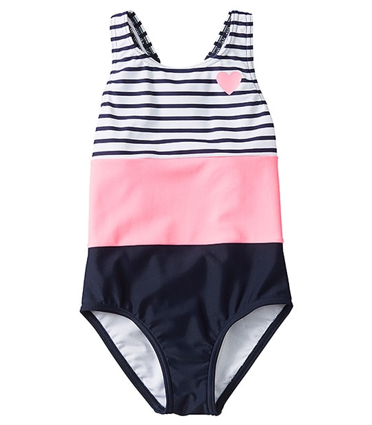 Girls' One Piece Spliced Stripe Bathers | Target Australia